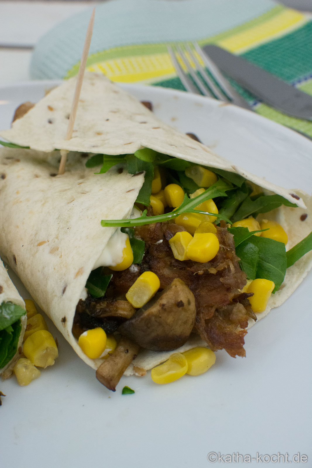 Pulled Pork Wraps mit Mais und Rucola - Katha-kocht!